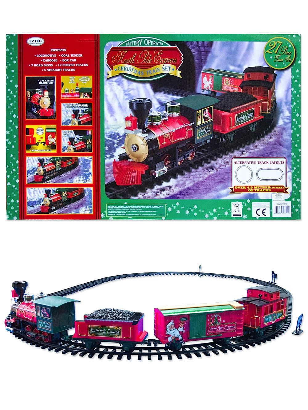 North Pole Train Set Track 12ft New North Pole Express 13pc TRAIN SET
