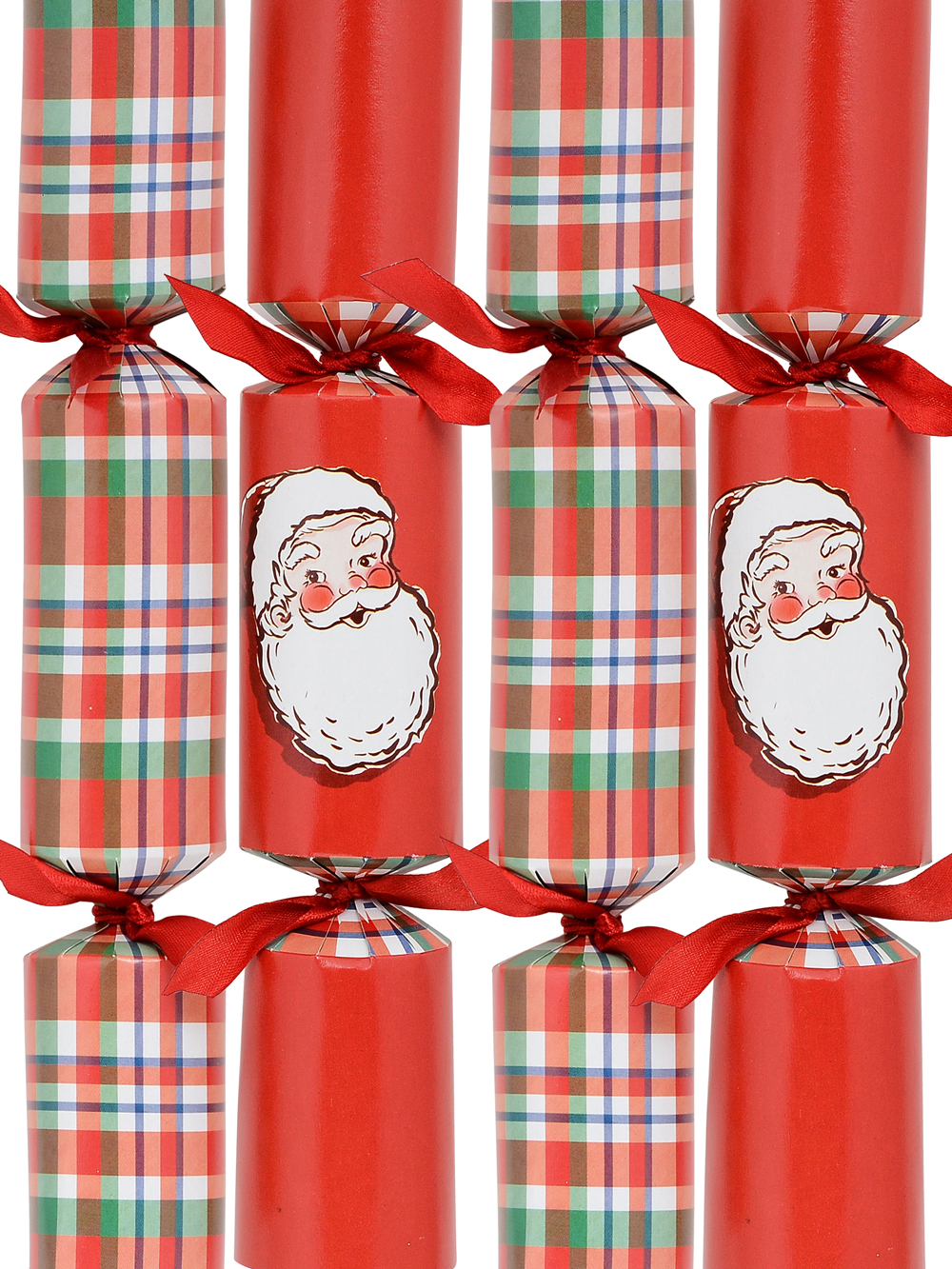 Rosy Cheek Jolly Santa & Tartan Pattern Christmas Cracker Bon Bons - 8 ...