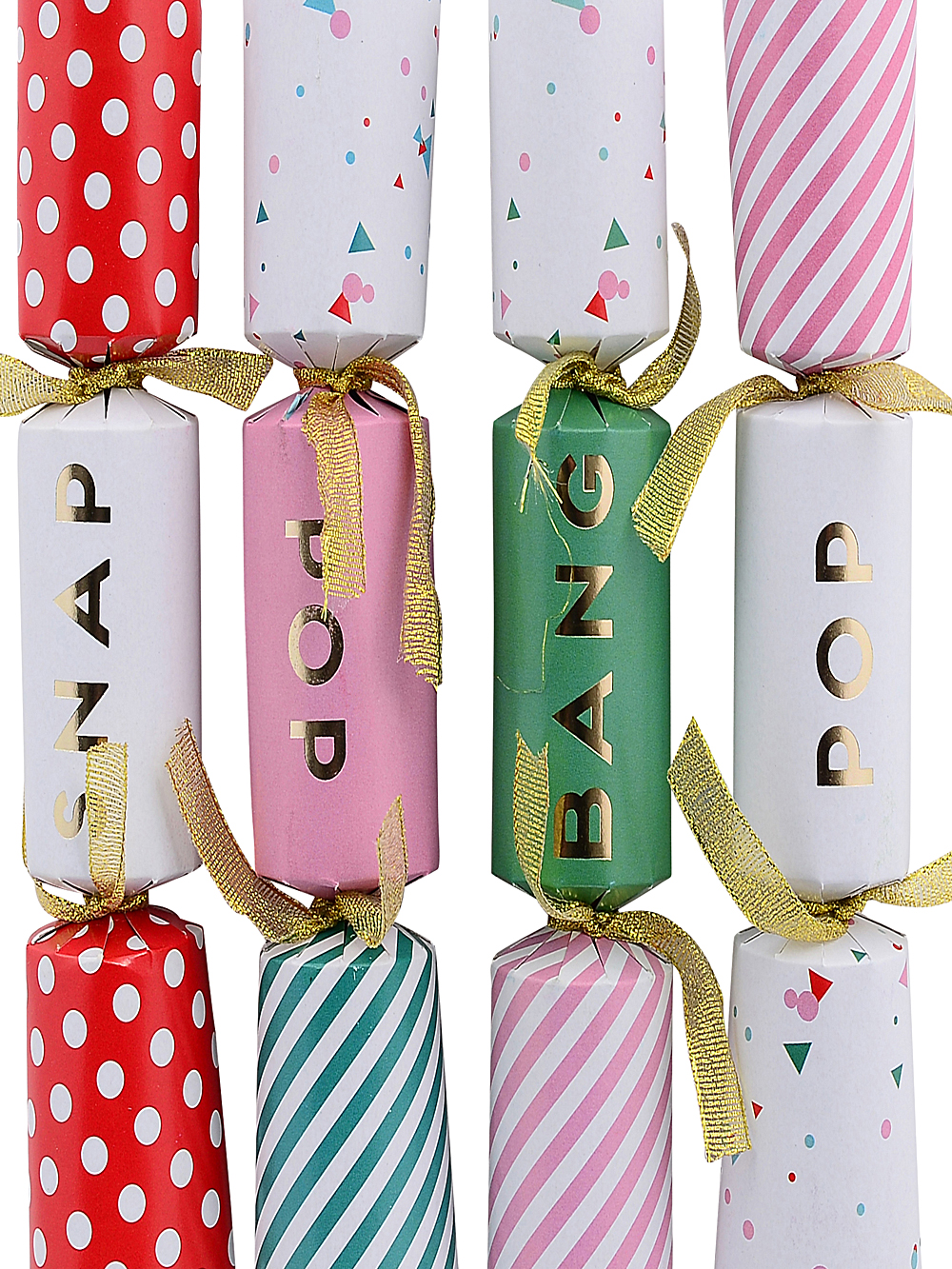 Green, White & Pink With Snap, Pop & Bang Cracker Bon Bons - 12 X 22cm ...