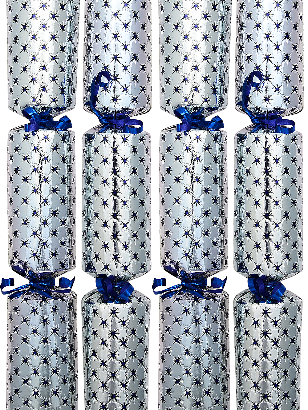 Shiny Silver With Blue Dot & Patterns Christmas Cracker Bon Bons - 50 X ...